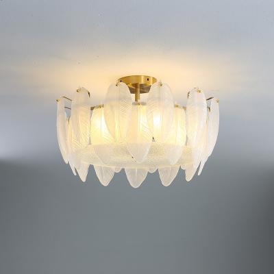 China Light Luxury Ceiling Lamp Post Modern Minimalist Bedroom Lamp Creative leaf Chandelier(WH-CA-77) for sale