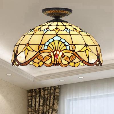 China 40cm European style Baroque Tiffany stained glass restaurant flush ceiling light(WH-TA-16) for sale