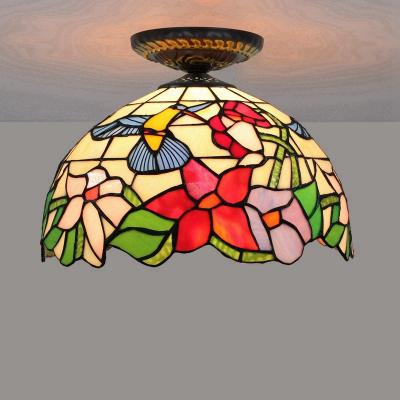China European Countryside Bird Tiffany Multi-Color Glass Restaurant Bedroom Corridor Glass ceiling light(WH-TA-23) for sale