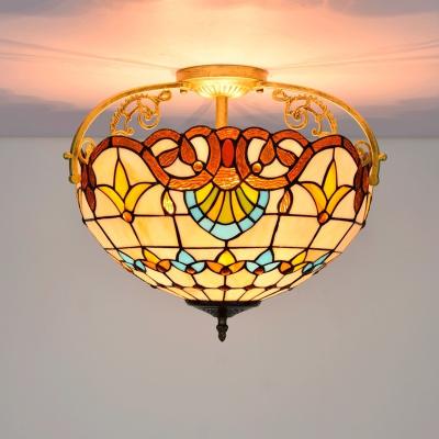 China Tiffany Mosaic Pendant Lights Stained Glass Flower Lampshade Hanglamp stairwell chandelier(WH-TA-33) for sale