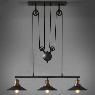 China Retro Vintage Pully Pendant Lights Fixture Loft American Black Hanging Lamp(WH-VP-130) for sale