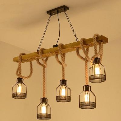 China Loft Pendant Lamp Dining Room Restaurant Cafe Living Room  Rope Wood Ceiling(WH-VP-134) for sale