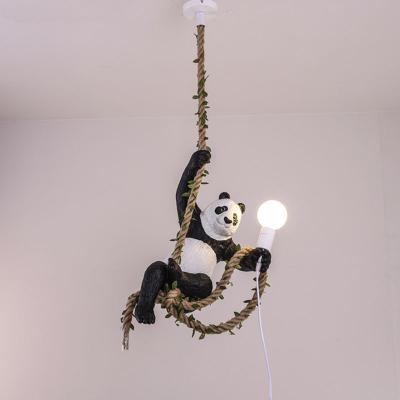 China Vintage Resin Panda Chandelier lighting Nordic  Rope Light Panda Chandelier Zoo Decorative Lamp(WH-VP-149) for sale