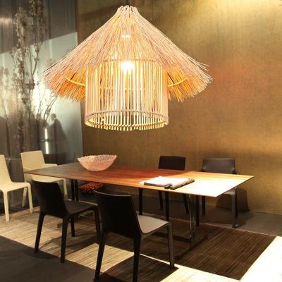 China Wicker Rattan Shade Pendant Light Fixture Vintage Industrial Rustic Asian Creative Suspension Lamp（WH-WP-33) for sale