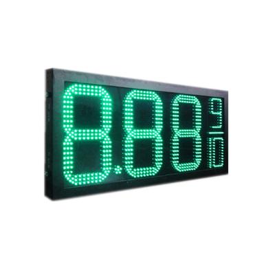 China 12-Inch Green LED Price Sign with 110-240V AC Input and IP65 Waterproof Cabinet for Outdoor Gas Stations for sale