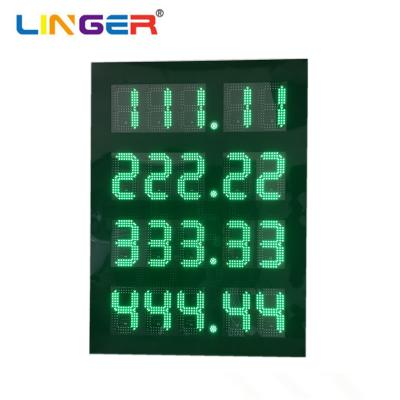 China Double Sides Green LED Gas Price Sign 140pcs per Digit 10inch 254mm IP65 for sale