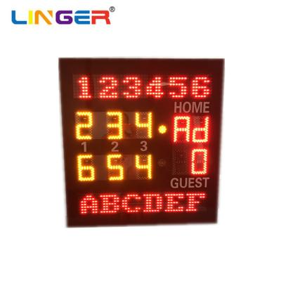 China 6 Inch Amber LED Tennis Scoreboard with Team Name Display - 250m Wireless Range & IP65 Waterproof Rating for sale