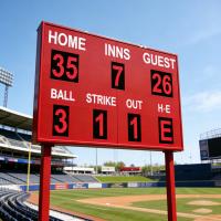 China Commercial Outdoor Baseball Scoreboard 4ft x 8ft 12in Red LED for School Stadium Club for sale