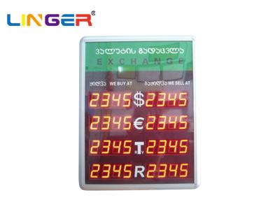China LED Exchange Rate Display Panel 80x120cm with 4-Inch Red Digits and TCP/IP Control for Financial Institutions for sale