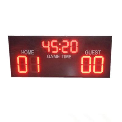 China 16-inch Red LED Electronic Football Scoreboard IP60 Waterproof 500m View Distance Commercial Outdoor Display for sale