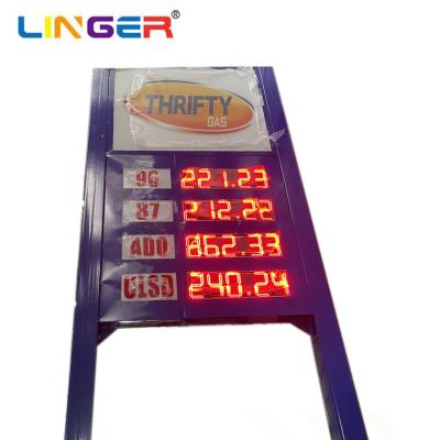 China Red LED Fuel Price Sign 8 Inch Digit with Frame Stand Custom Logo 110-240V for sale