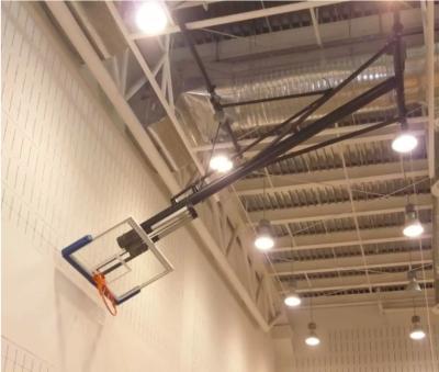 China Aluminum Indoor Electric Basketball Hoop Ceiling Mounted with 1800mm Backboard and Wireless Control for sale