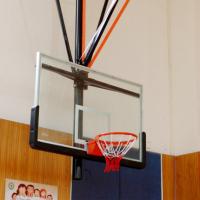 China Fixed Ceiling Mounted Basketball Hoop 1.83m x 1.22m with 450mm Steel Rim and Wireless Control for sale