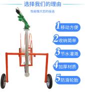 China Gardening Metal Movable Farmland Irrigation Truck with Heavy Rain Gun Sprinkler and Garden Hose Reels for sale