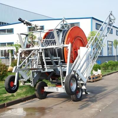 China Metal Irrigation Made Easy 28m Electric Boom Type Hose Reel Irrigation System with Water Turbine and IOT Gearbox for sale