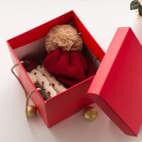 China 20CM  Rose Gold Square Shredded Kraft Paper Gift Box With Lids for sale