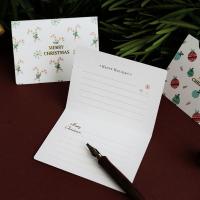 China Unfold 11.5x17cm Merry Christmas CMYK Recycled Kraft Paper Greeting Card for sale