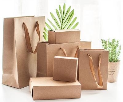 China DIY Printing Small Drawer Brown Kraft Paper Gift Bags With Cover for sale
