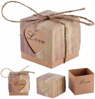 China 5x5cm Bonbonniere Wedding Favour Gift Boxes With Rope for sale