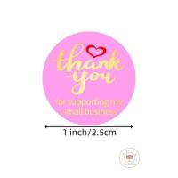China 500g/Roll Thank You RoLL Personalized Pink Dot 1 Inch Print Sticker Labels for sale