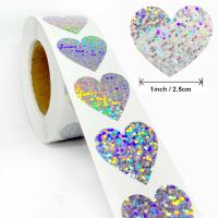 China 2.5cm Transparent PET Personalized Heart Shaped Gold Glitter Wall Stickers for sale