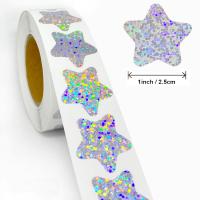 China 100 Microns Full Color 2.5CM Glitter Sparkle Star Metallic Label Stickers for sale