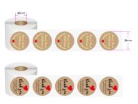 China Oilproof On Rolls Kraft Private Round Thank You Print Sticker Labels for sale