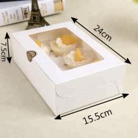 China Kraft Paper Packaging Dessert Gift Box Cupcake Packing Box with Clear Window for sale