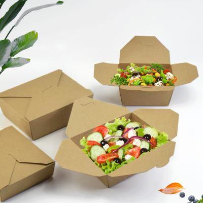 China Disposable Kraft Whiteboard Take out  Food Kraft Paper Box Kraft Salad Container for sale