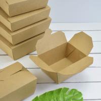 China Disposable Kraft Whiteboard Take out  Food Kraft Paper Box Kraft Salad Container for sale