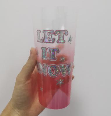 China Clear PVC Insert of double wall Plastic Tumbler for sale