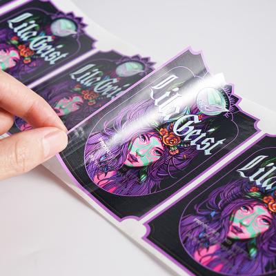 China Customized Holographic Metallic Cosmetics Labels Vegan Holographic Sticker for sale