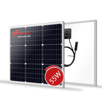 China Small Size 20W 30W 40W 50W 55W 60W Monocrystalline Solar Panel with IP67 Junction Box for sale