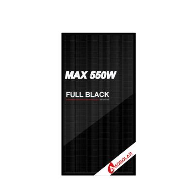 China Full Black Solar Panels with 3.2mm Tempered Low Iron Glass 420w 500w 550watt by Amosolar for sale