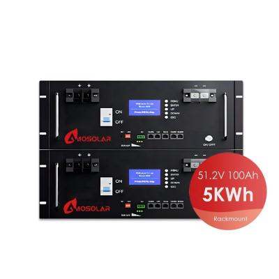 China Amosolar 48V 51.2V 100Ah 200Ah Rack Mounted Lithium Battery for Solar Energy Storage for sale