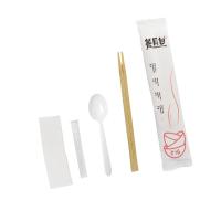 China Restaurant Disposable PP Cutlery Bag Set with Biodegradable Napkin and Printed Logo for sale