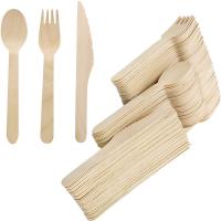 China Custom Logo Fast Food Tableware Natural Color Wooden Cutlery Set for Restaurants for sale