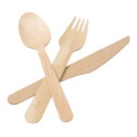 China Custom Logo Fast Food Tableware Natural Color Wooden Cutlery Set for Restaurants for sale