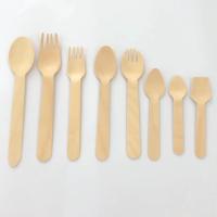 China Custom Logo Fast Food Tableware Natural Color Wooden Cutlery Set for Restaurants for sale