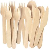 China Printed Logo Disposable Cutlery Bag Wrap Wood Cutlery Set for Corporate Promotions for sale