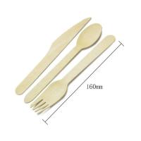 China Printed Logo Disposable Cutlery Bag Wrap Wood Cutlery Set for Corporate Promotions for sale