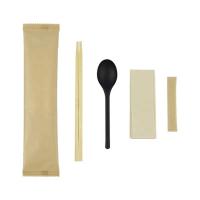 China Convenient Disposable Korean Flatware Set Spoon Chopsticks and Fork with Custom Logo for sale