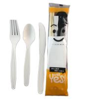 China Sustainable Flatware Set Disposable PP Cutlery in Kraft Paper Box for Eco-Friendly Needs for sale