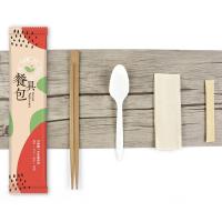 China Disposable Eco Friendly Tableware Carbonized Bamboo Chopsticks and Corn Starch Spoons for sale