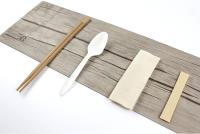 China Disposable Eco Friendly Tableware Carbonized Bamboo Chopsticks and Corn Starch Spoons for sale