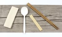 China Disposable Eco Friendly Tableware Carbonized Bamboo Chopsticks and Corn Starch Spoons for sale