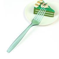 China 100pcs/box Heavy Duty Disposable Forks Clear Green Plastic Silverware for Production for sale