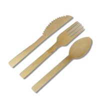 China Compostable Disposable Cutlery Set Eco Friendly Bamboo Fork Spoon Knife for Everyday for sale