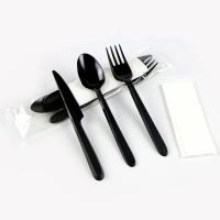 China Plastic Cutlery Set with Free Design Disposable Utensils Fork Knife Spoon and Napkin for sale