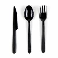 China Plastic Cutlery Set with Free Design Disposable Utensils Fork Knife Spoon and Napkin for sale